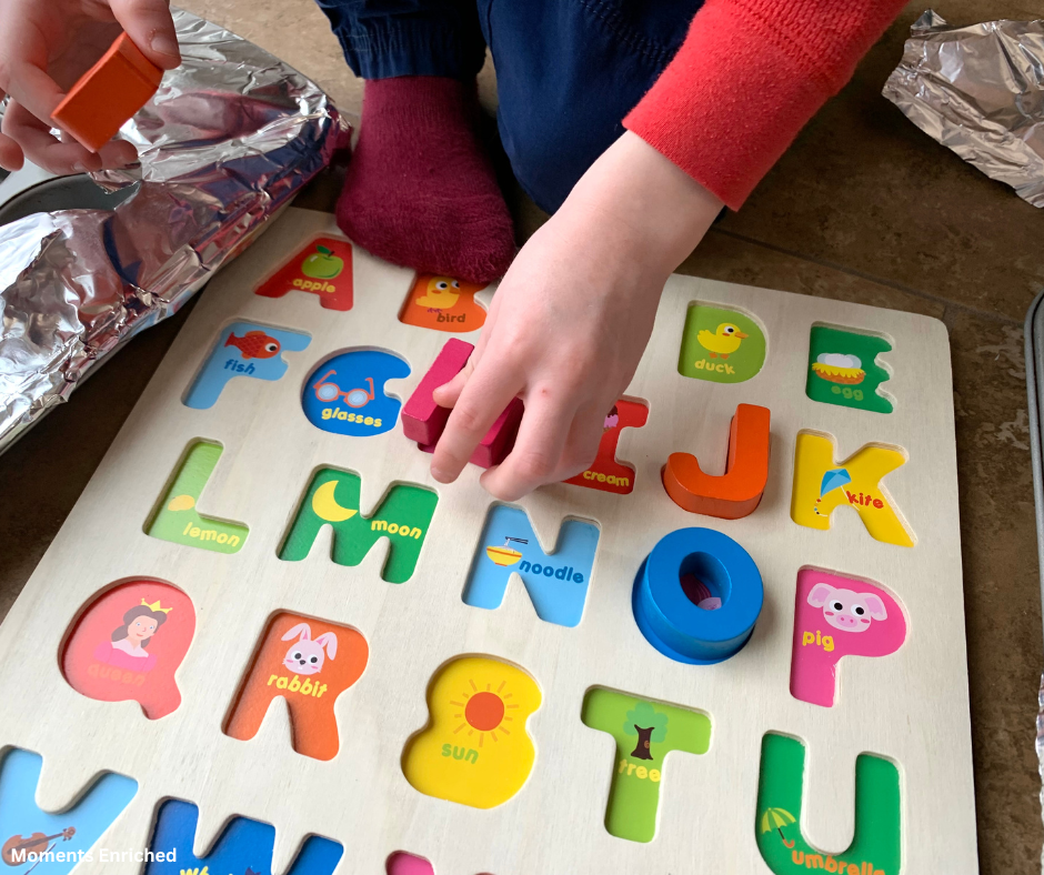 Easy and Fun Muffin Tin Alphabet Activity for Kids - Moments Enriched